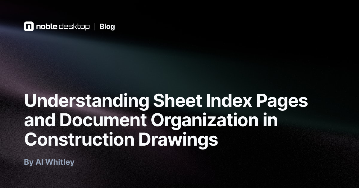 Sheet Index Pages & Document Organization