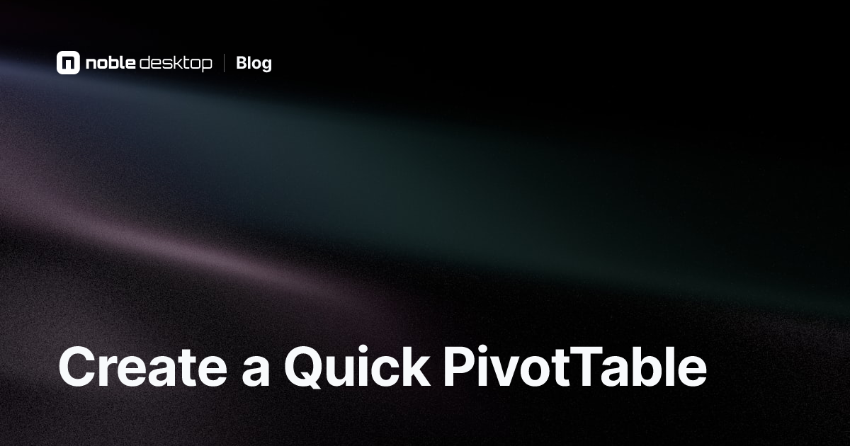 Create a Quick PivotTable: Excel Video Tutorial